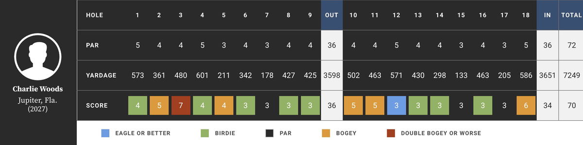 Tiger Woods' teenage son Charlie returns 'psychotic' scorecard at ...