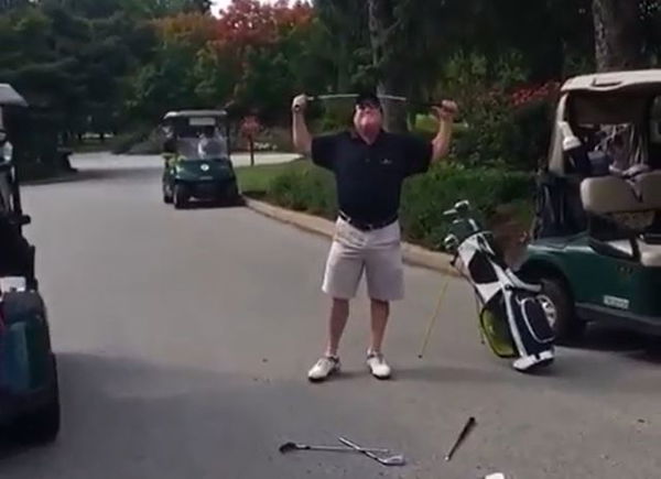 Video goes viral of angry golfer snapping EVERY CLUB in his bag | Golfmagic